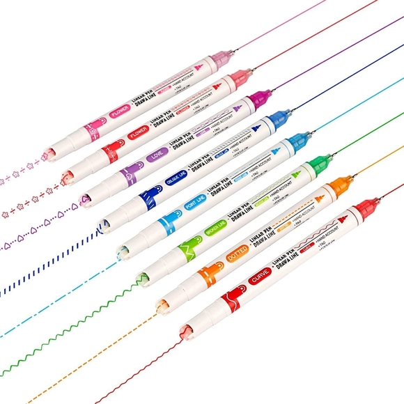 Office | Dual Tip Double Head Colored Curved Pens Highlighter Pen Set ...